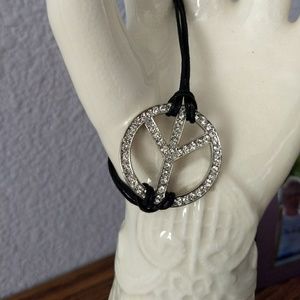 Cookie Lee | Jewelry | Rhinestone Peace Sign Bracelet | Poshmark